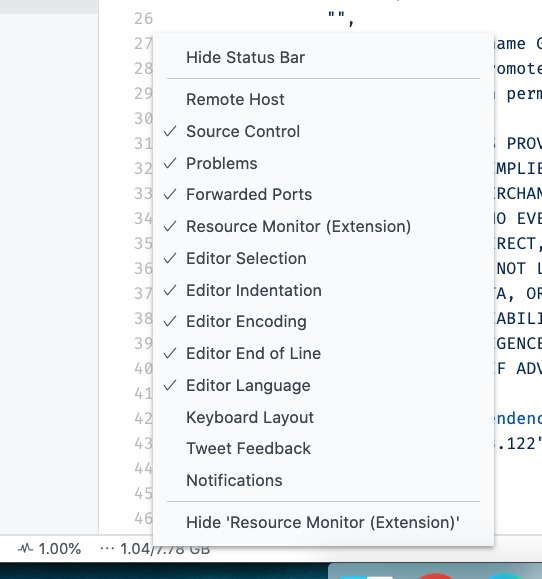 Unexpected status bar context menu · Issue #108308 · microsoft/vscode · GitHub