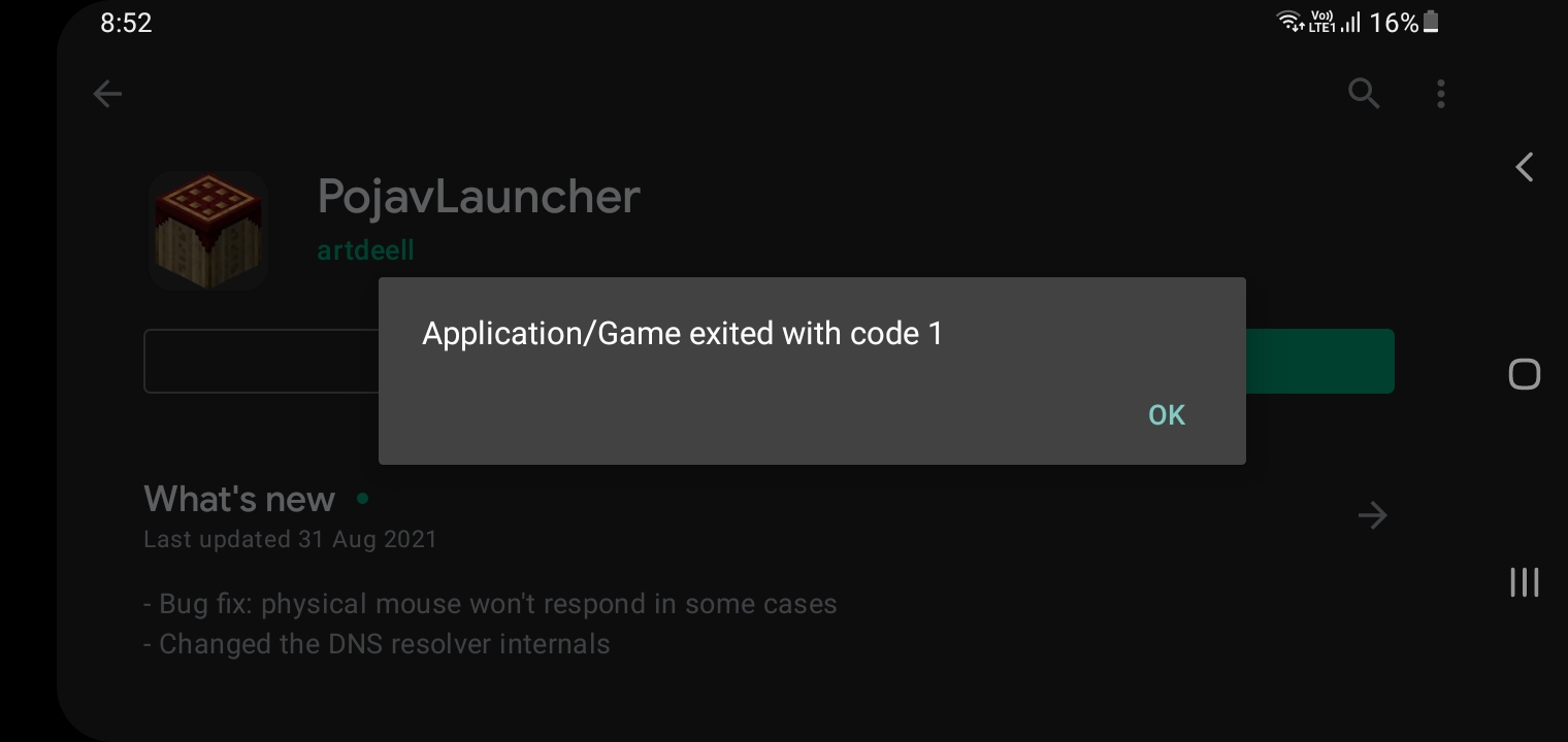 Application/game exited with code 1 |SAMSUNG galaxy m01s · Issue #2025 · PojavLauncherTeam ...