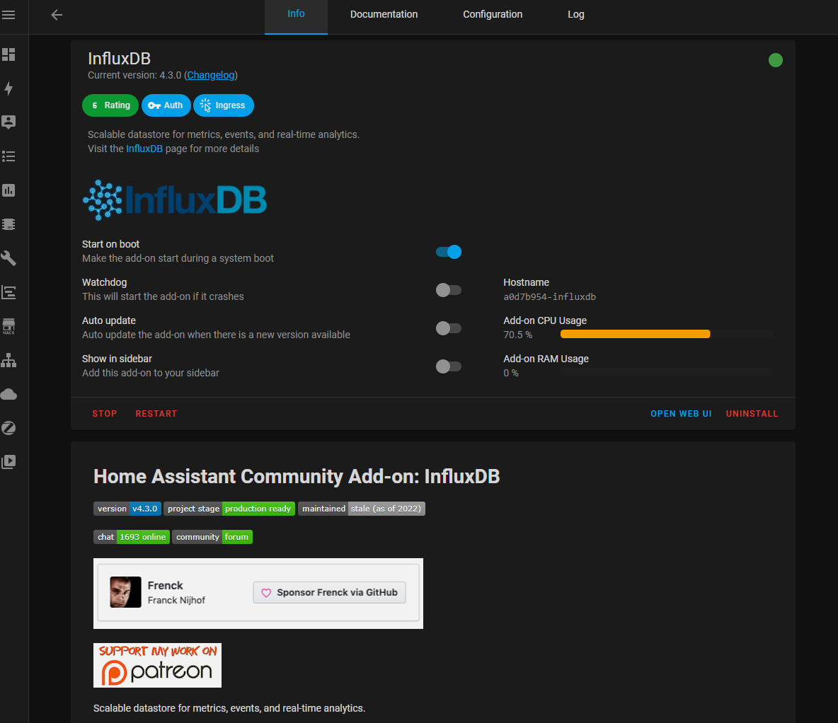 High Cpu Usage Of Influxdb On Hassos · Issue 237 · Hassio Addonsaddon
