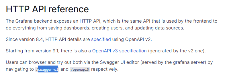 OpenAPI/swagger specification for Grafana HTTP API · Issue #30164 · grafana/grafana · GitHub