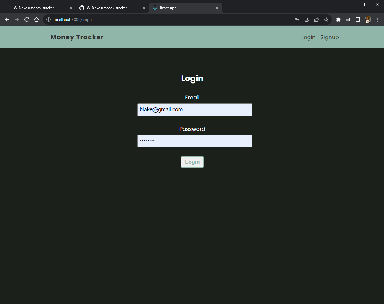 GitHub - W-Blakes/money-tracker