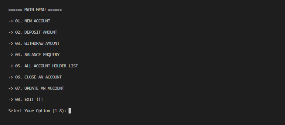 GitHub - baheti07/BANK-MANAGEMENT-SYSTEM: This Project is made using ...