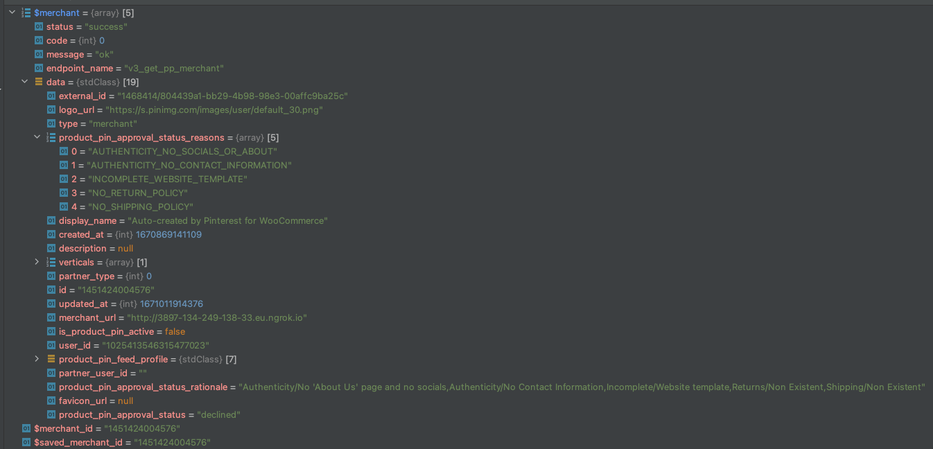When Merchant Account is disapproved you can not see all the reasons ...