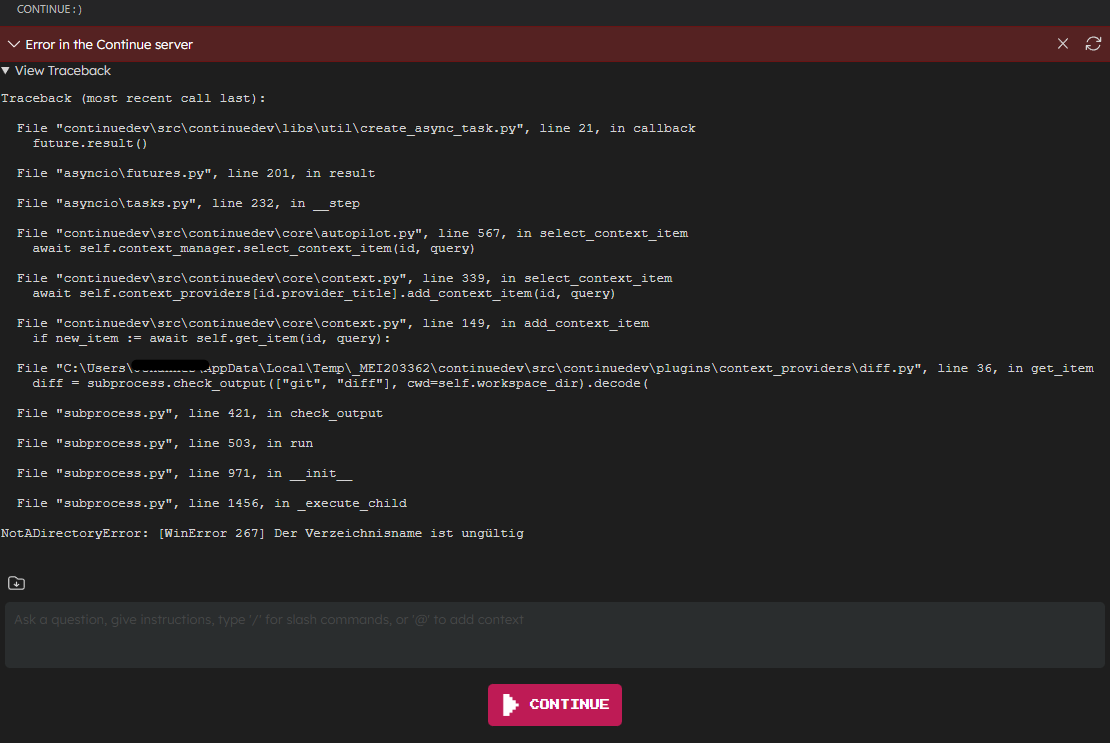 [CON-209] @ doesn't work on windows · Issue #408 · continuedev/continue · GitHub