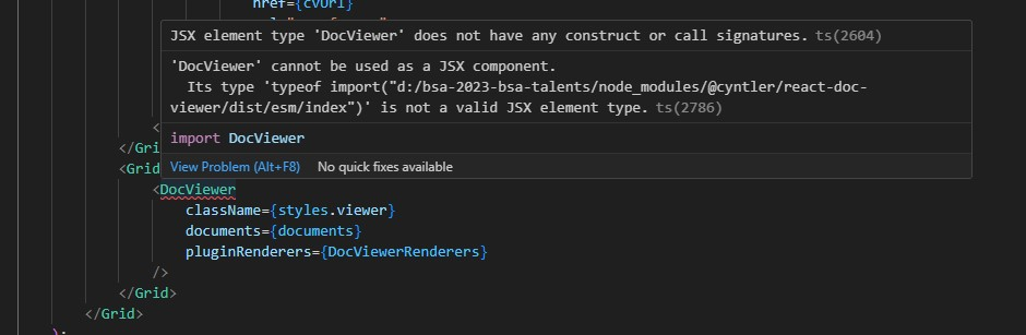 Docviewer Does Not Have A Construct Or Valid Call Signatures · Issue 175 · Cyntler React Doc