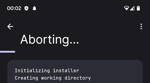 feat: Change "Aborting..." to "Aborted!" · Issue #906 · ReVanced/revanced-manager · GitHub