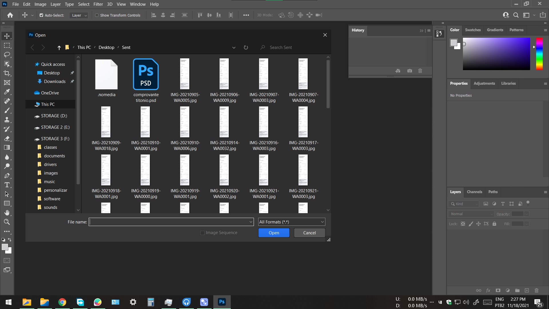 when a program tries to open a window to select files, open through ...