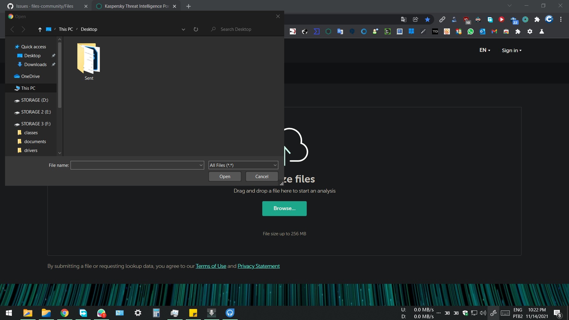 when a program tries to open a window to select files, open through ...