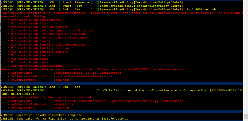 Deploying Configuration M365dsc · Issue 3287 · Microsoft Microsoft365dsc · Github