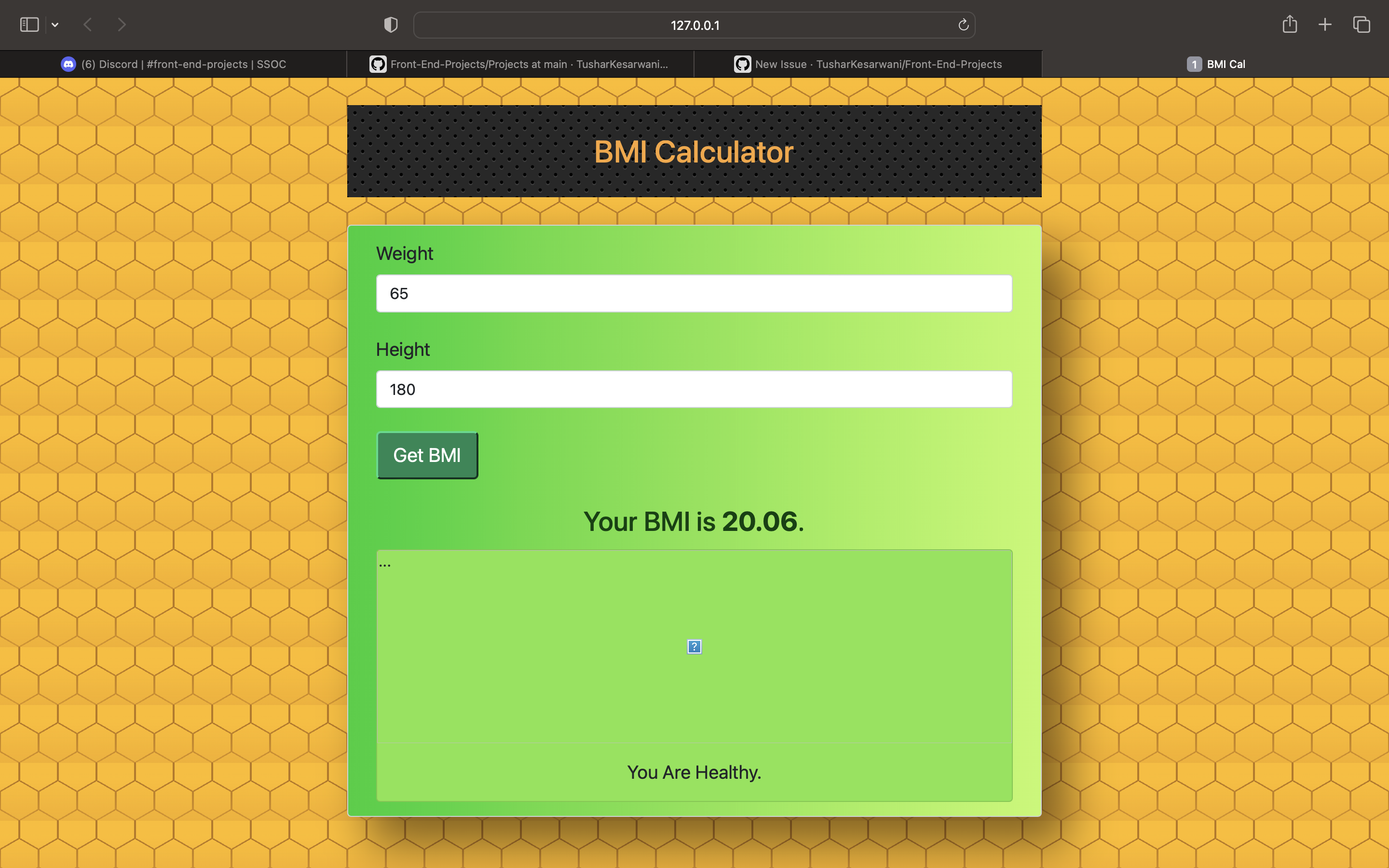 [BMI Calculator -> Bug] : Images not displayed on clicking "Get BMI ...