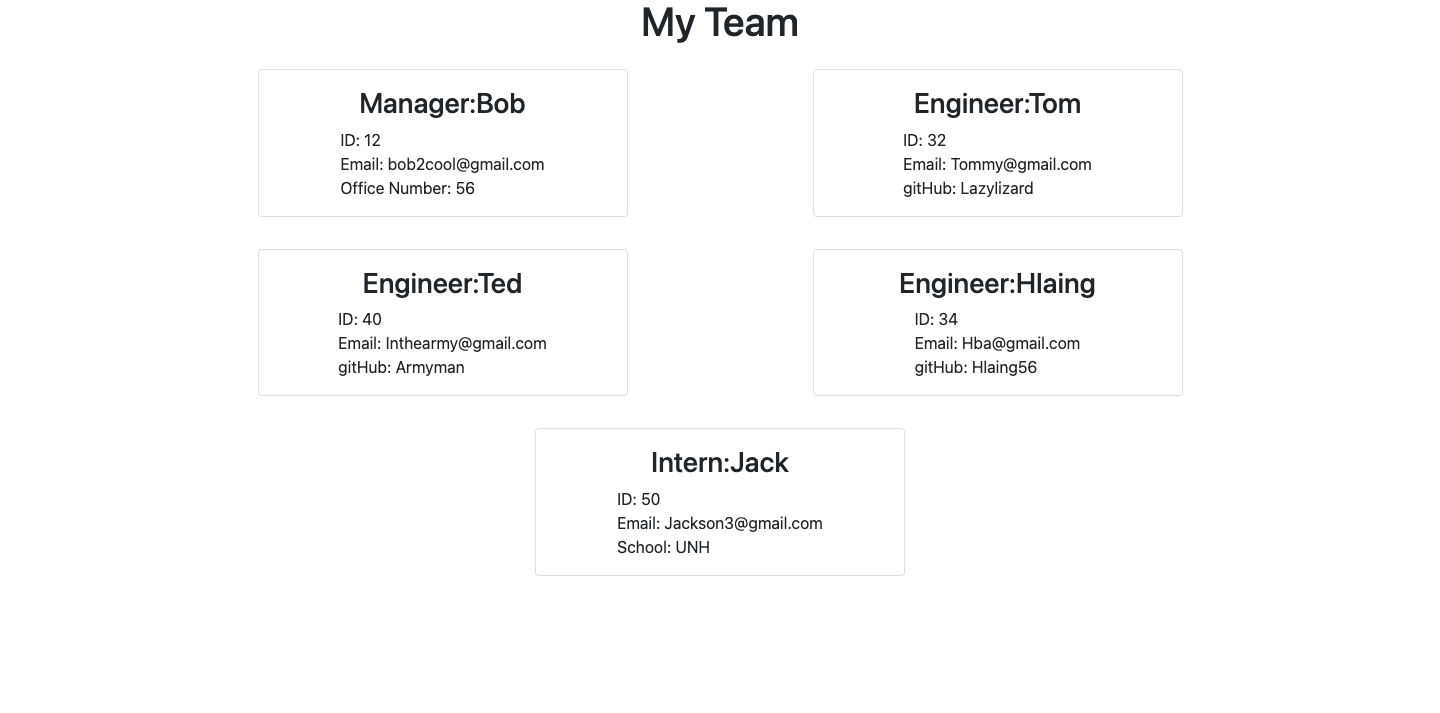 GitHub - Hlaing56/Team-Profile-Generator