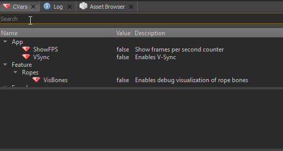 When typing in the search bar of the CVars panel, an exception is triggered. · Issue #529 ...