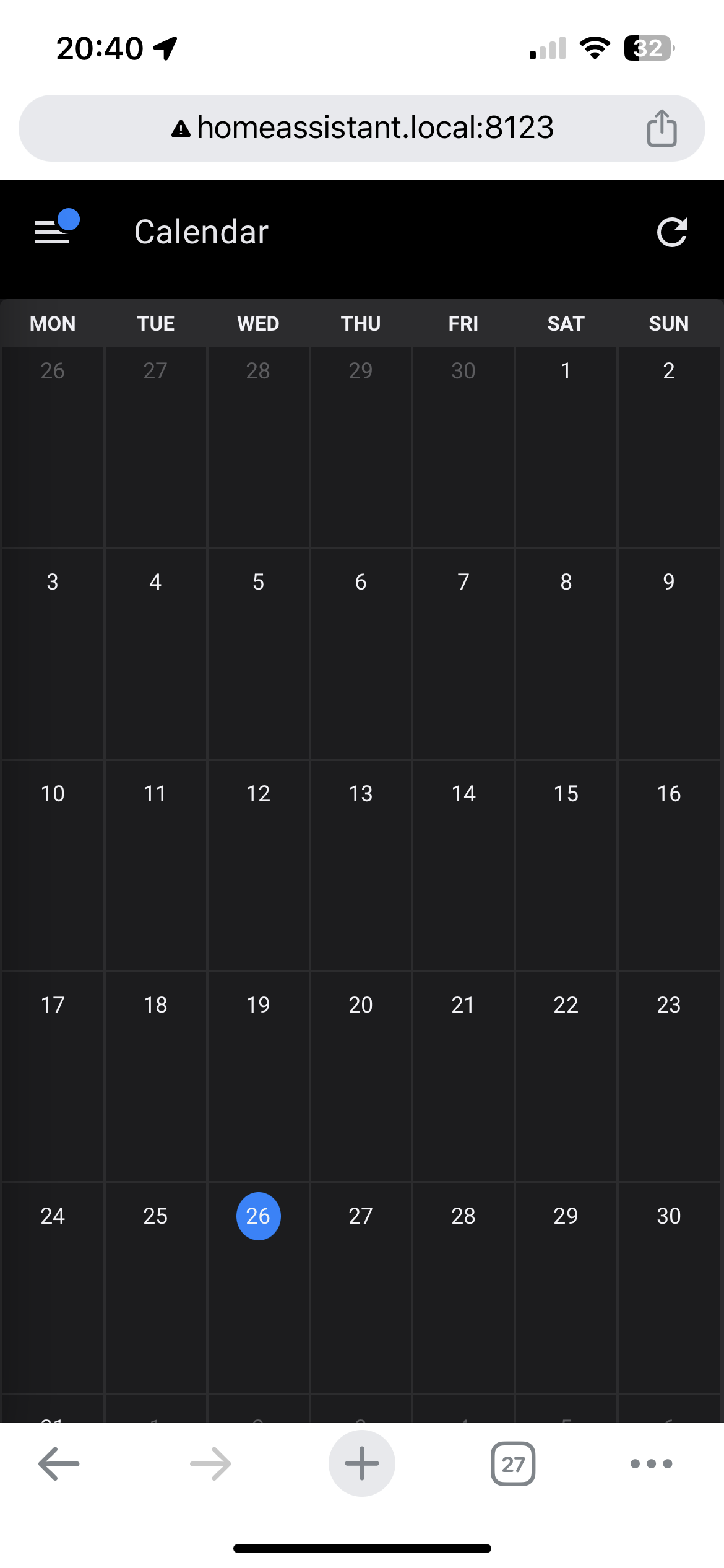 Calendar not displaying in mobile Chrome or iOS app · Issue #17411 · home-assistant/frontend ...