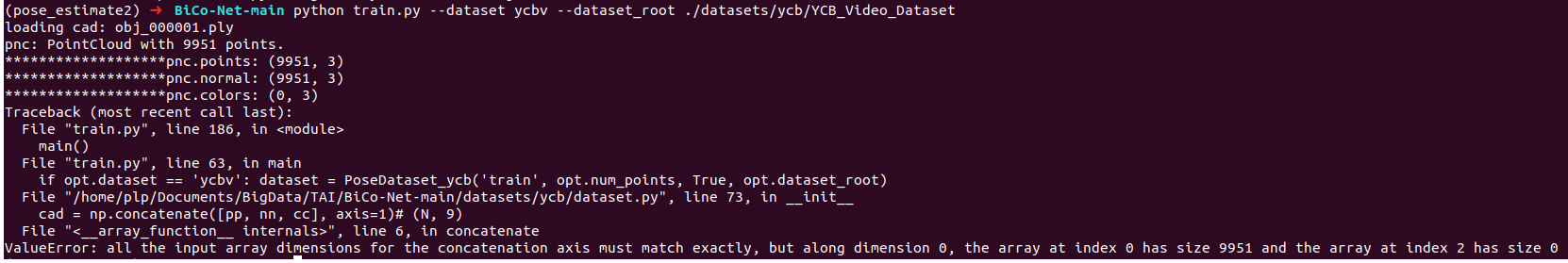 [Open3D WARNING] Read PLY failed: unable to open file: ./datasets/ycb/YCB_Video_Dataset/models ...