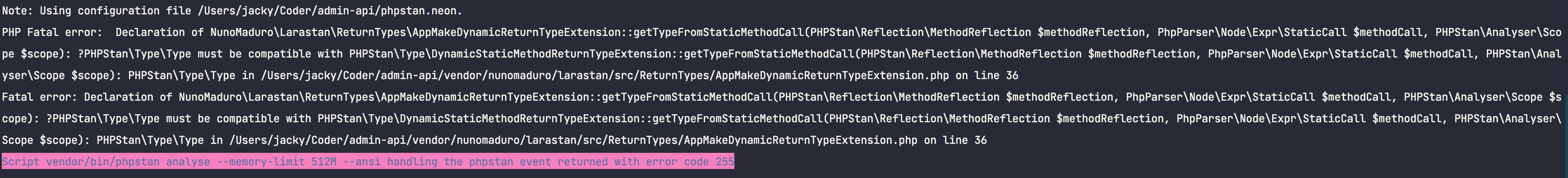 Declaration of `AppMakeDynamicReturnTypeExtension::getTypeFromStaticMethodCall` · Issue #1244 ...