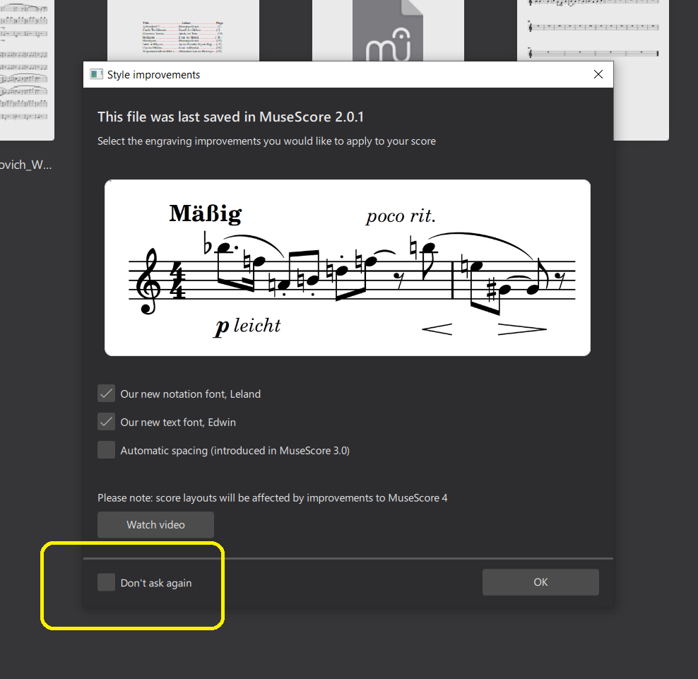 [MU4 Task] Add 'Don't show again' checkbox to MU3 scores import dialog · Issue #12681 ...
