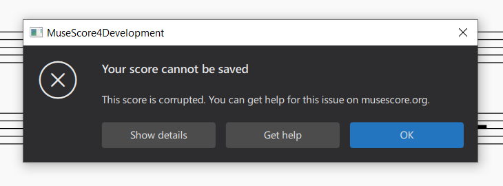 [MU4 Issue] Unable to save (save changes) corrupted score · Issue #16449 · musescore/MuseScore ...