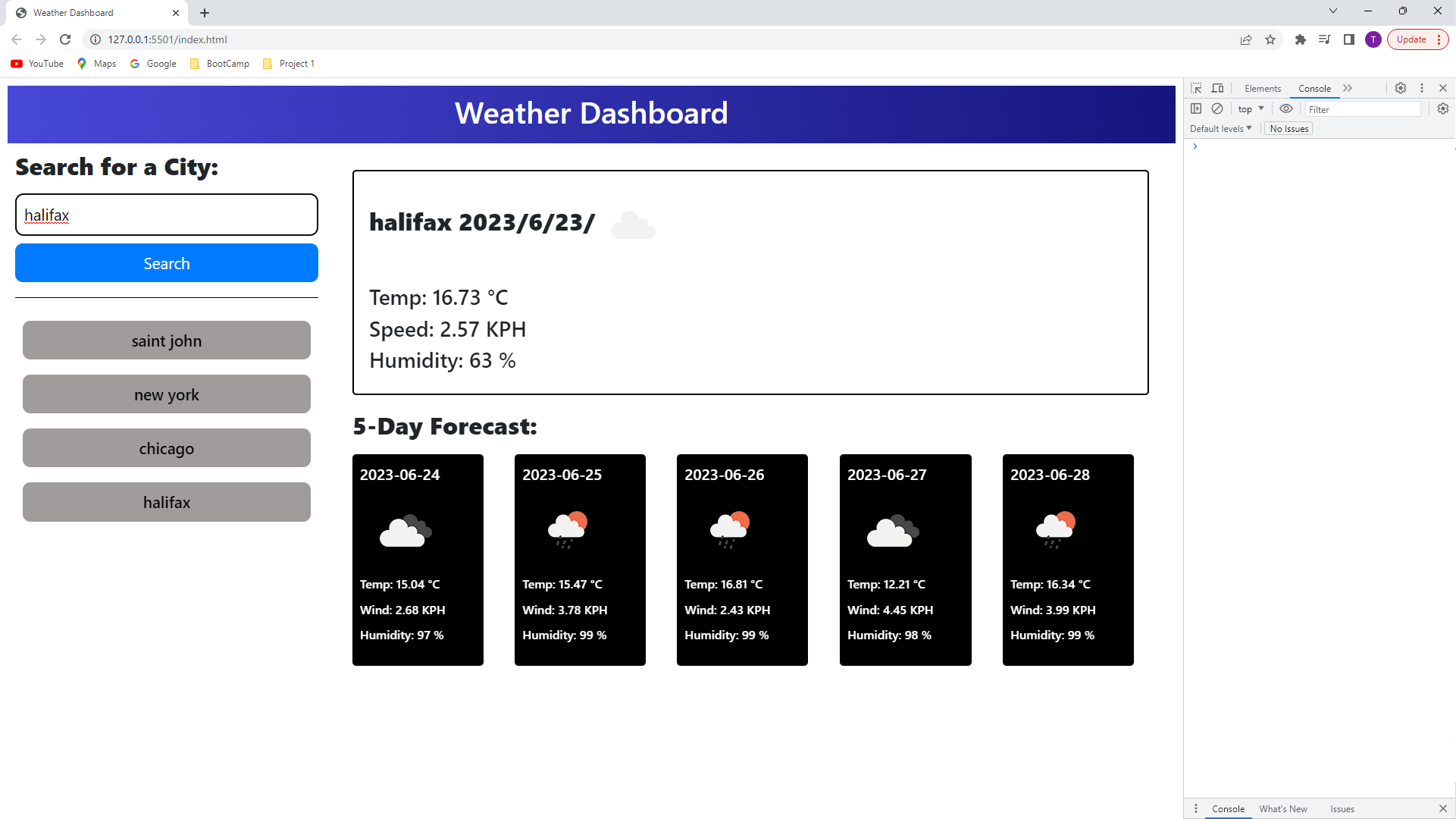 GitHub - Terence-A/WeatherDashboard: Dashboard for coding challenge UNB ...