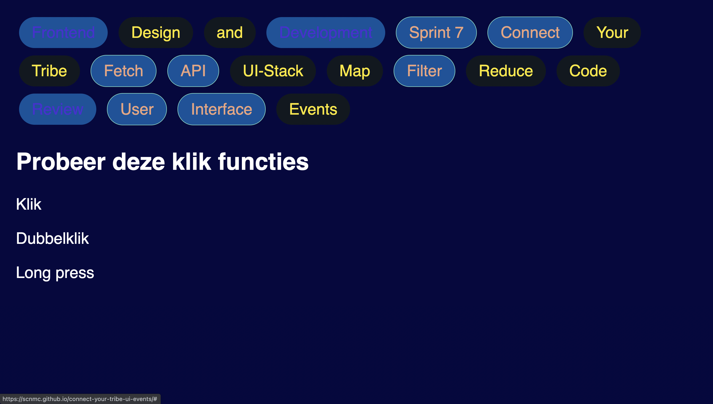 GitHub - SCNMC/connect-your-tribe-ui-events: Verschillende User Interface events uitproberen