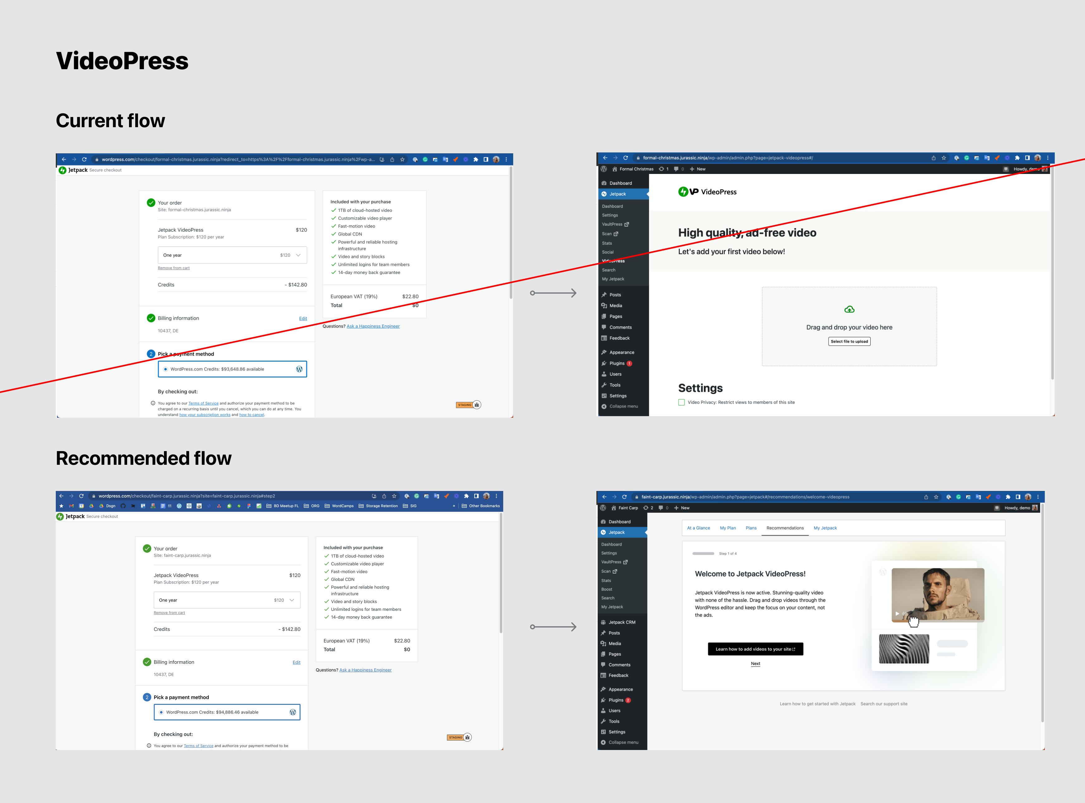 VideoPress upgrade flow [core]: Land users on the recommendations VideoPress welcome page upon ...