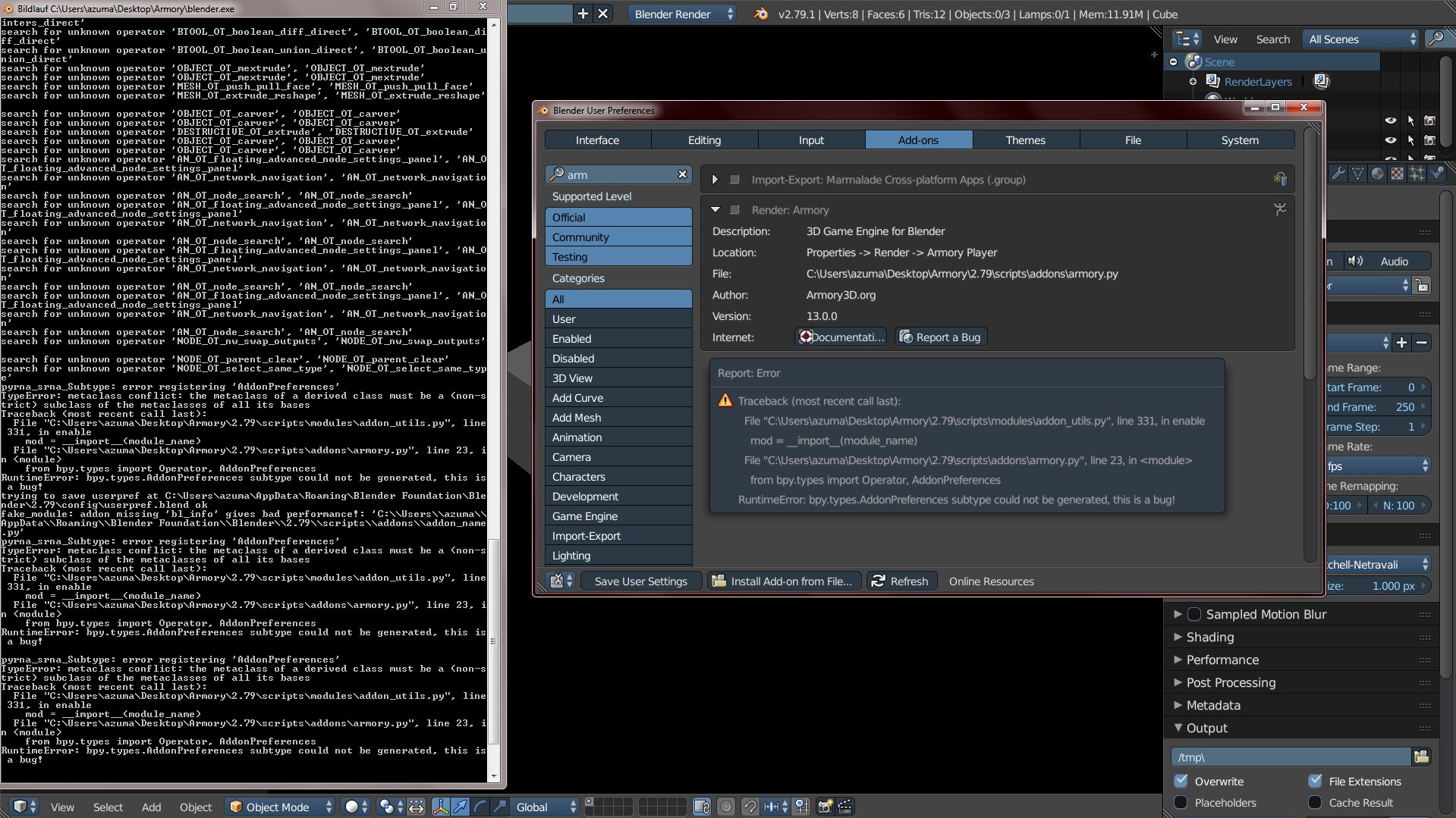 Bug On enable Armory Again / still · Issue #575 · armory3d/armory · GitHub