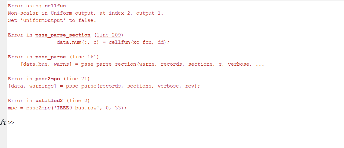 Error while using psse2mpc · Issue #170 · MATPOWER/matpower · GitHub