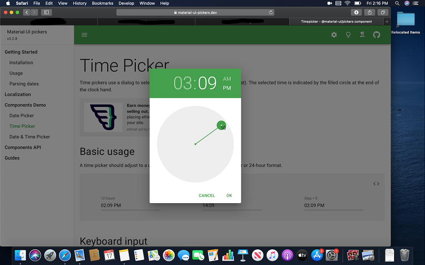 Clock dial hiding in safari browser upon selecting hours in time picker · Issue #1457 · mui ...