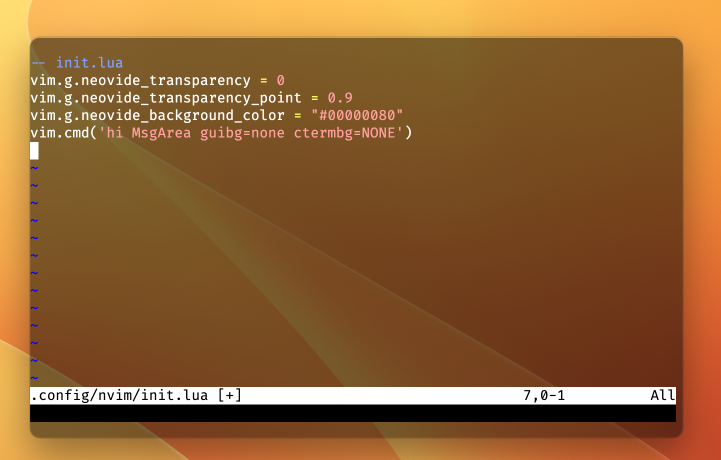 Command-line/MsgArea renders with a black background when transparency is enabled and the value ...