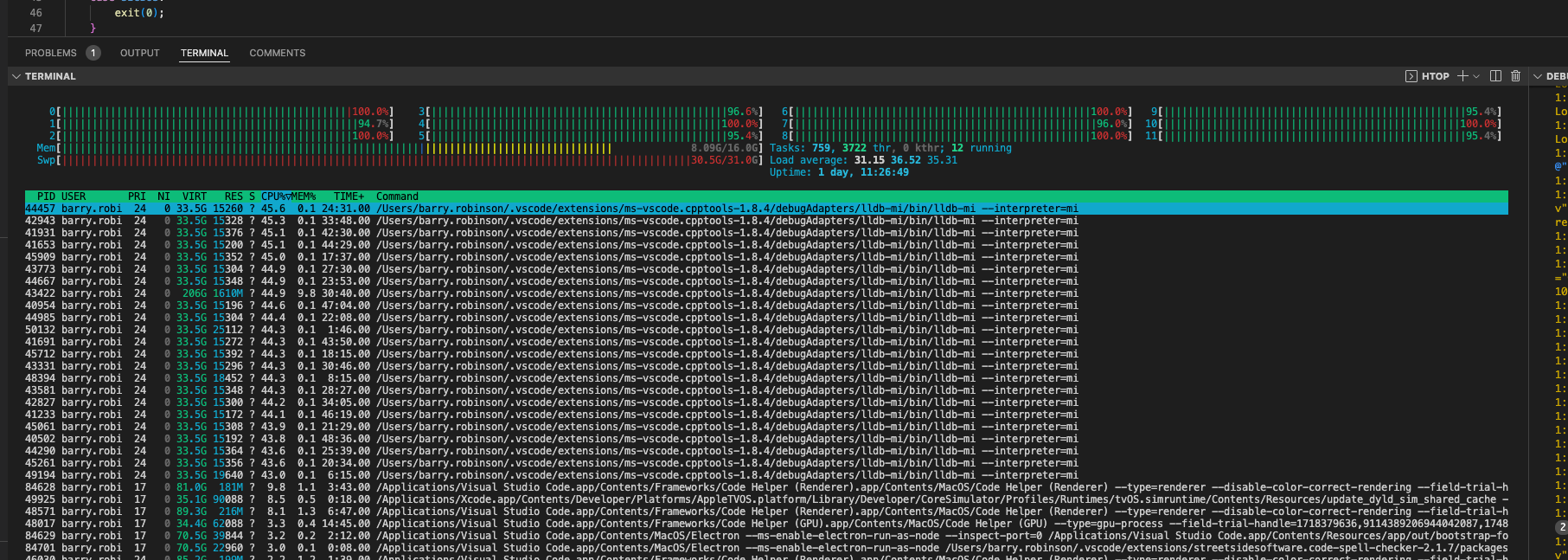 lldb-mi high CPU usage · Issue #4097 · microsoft/vscode-cpptools · GitHub