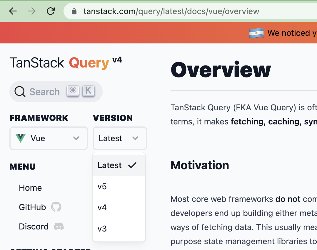 Infinite Redirection `queryv3docsvueoverview` · Issue 85 · Tanstack · Github