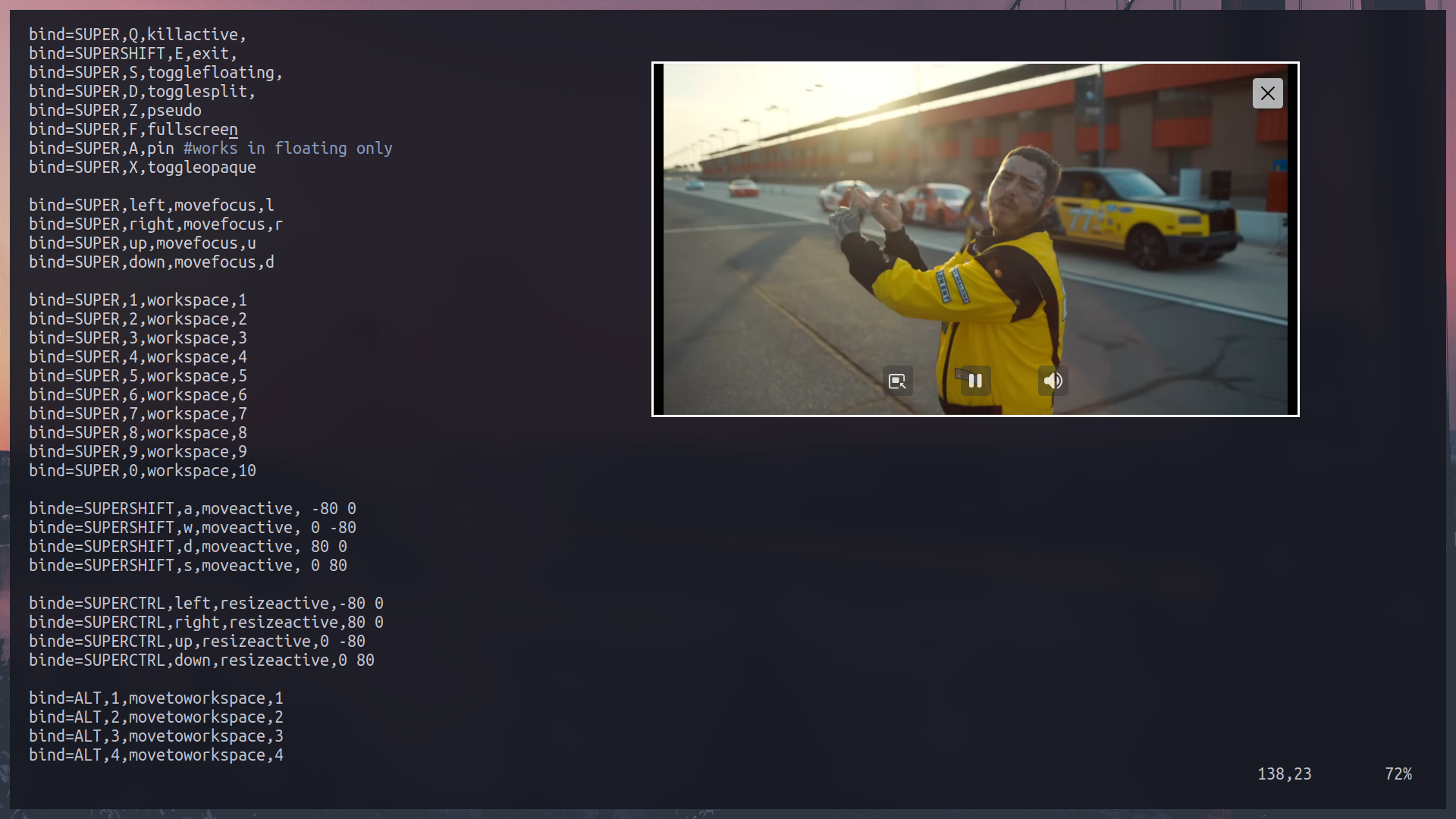 Display floating window over fullscreen one? · Issue #1032 · hyprwm/Hyprland · GitHub