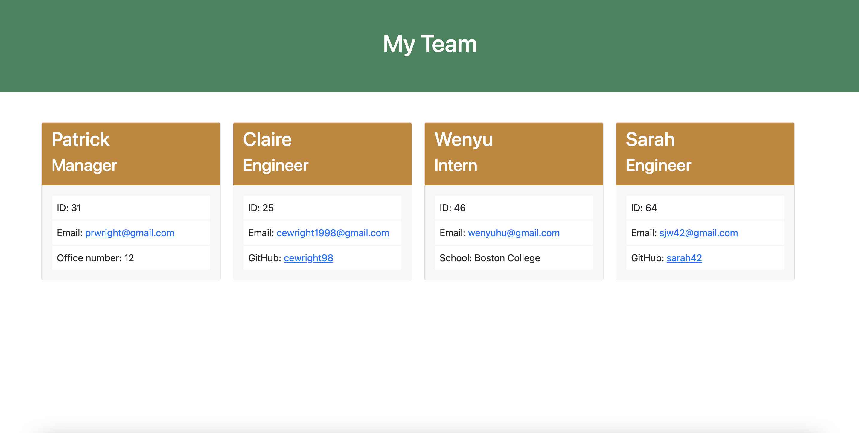 GitHub - cewright98/team-employee-profile-generator