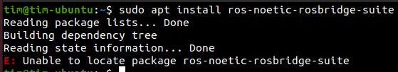 Unable to locate package (noetic) · Issue #637 · RobotWebTools/rosbridge_suite · GitHub