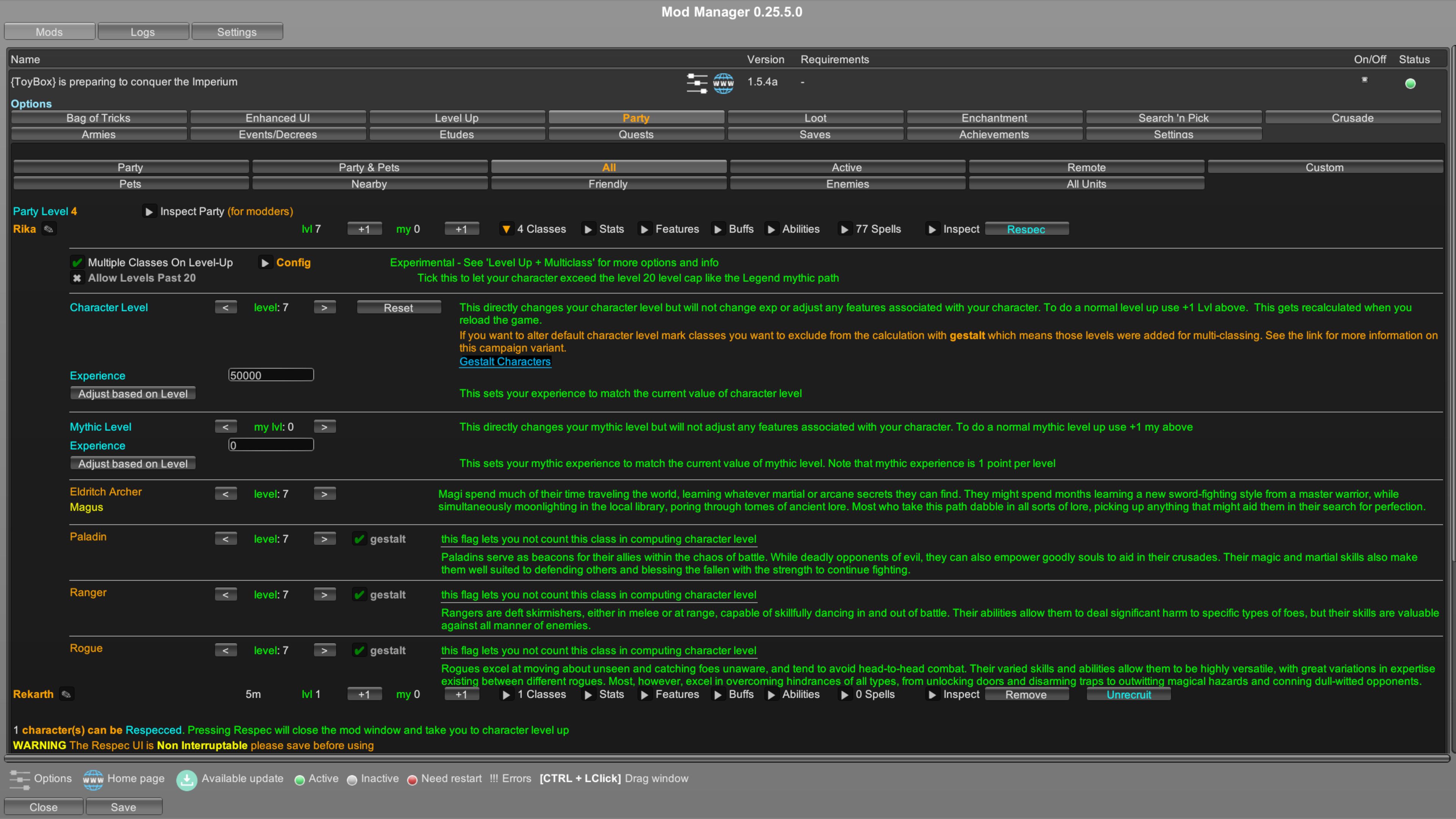 Inflated HP with gestalt classes with Golden Dragon · Issue #930 · cabarius/ToyBox · GitHub