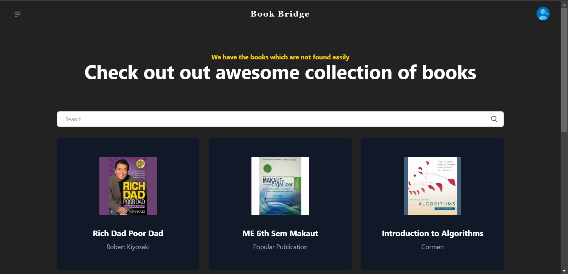 GitHub - PritamSarbajna/Book-Bridge-Website: A person who gives book in need is a friend indeed.