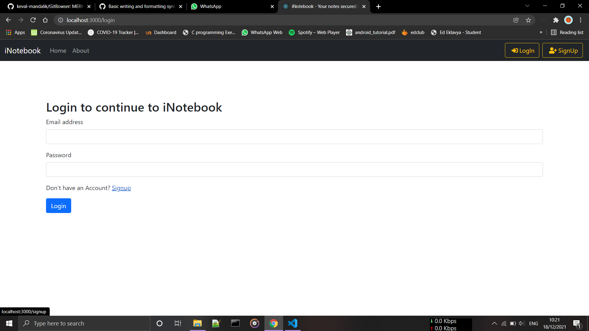 GitHub - keval-mandalik/iNotebook: MERN Stack project