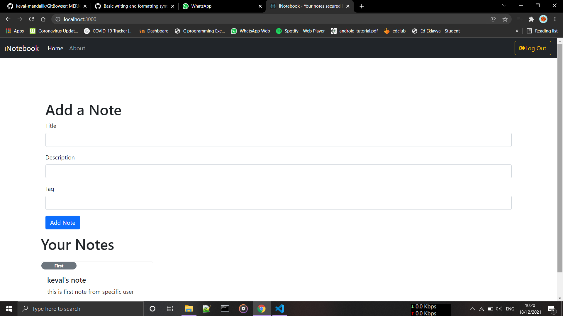 GitHub - keval-mandalik/iNotebook: MERN Stack project