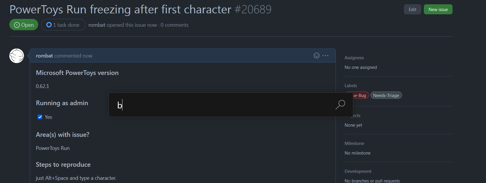 PowerToys Run freezing after first character · Issue #20689 · microsoft/PowerToys · GitHub