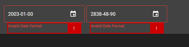 Invalid date message in search does not meet minimum contrast · Issue ...
