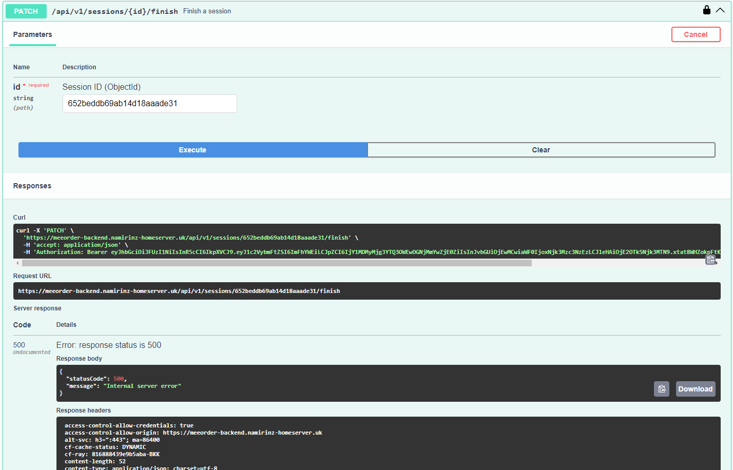 Finish session false response · Issue #191 · meeorder/meeorder-backend · GitHub