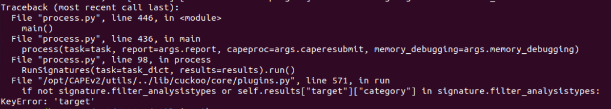 Failed to load signature " ": 'target' · Issue #1000 · kevoreilly/CAPEv2 · GitHub