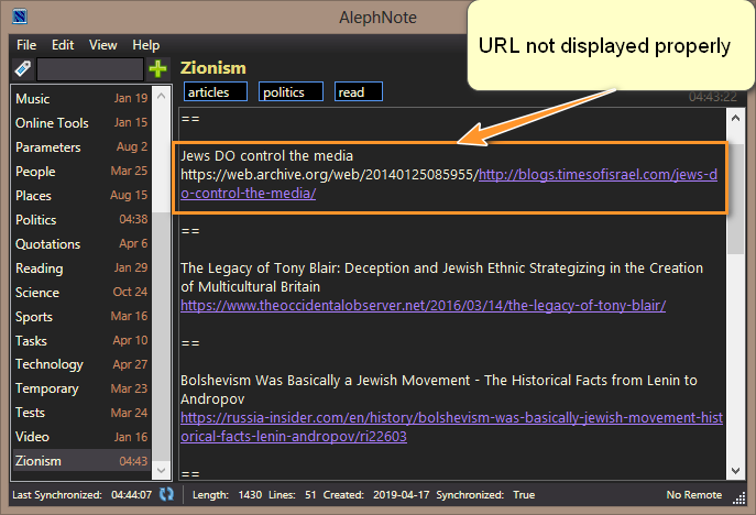 URL not recognized · Issue #127 · Mikescher/AlephNote · GitHub