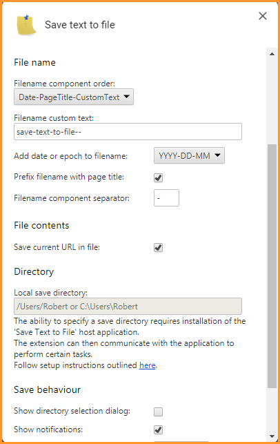 File Names · Issue #2 · bobbyrne01/save-text-to-file-chrome · GitHub