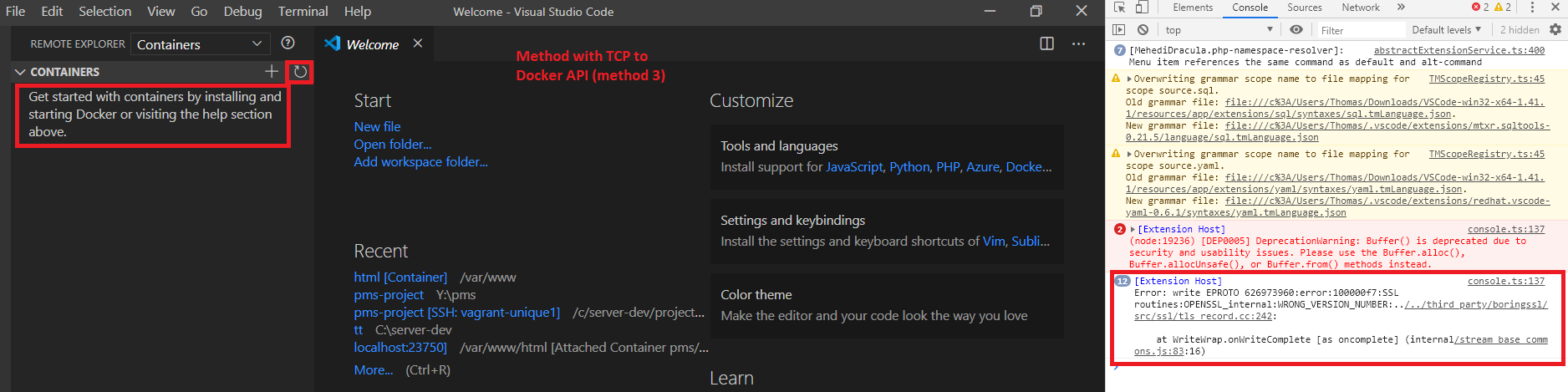 Bug Settings Dockerhost Using Ssh Or Tcp Dont Work Ssh Tunnel Work · Issue 2066