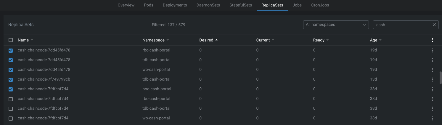 Ability to select multiple units (e.g. Replica Sets) in a list with shift, and apply a command ...