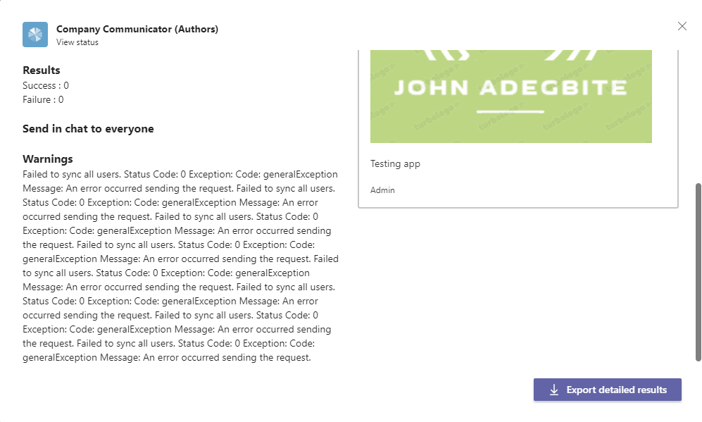 Error while sending the message on the app · Issue #1039 · OfficeDev/microsoft-teams-apps ...