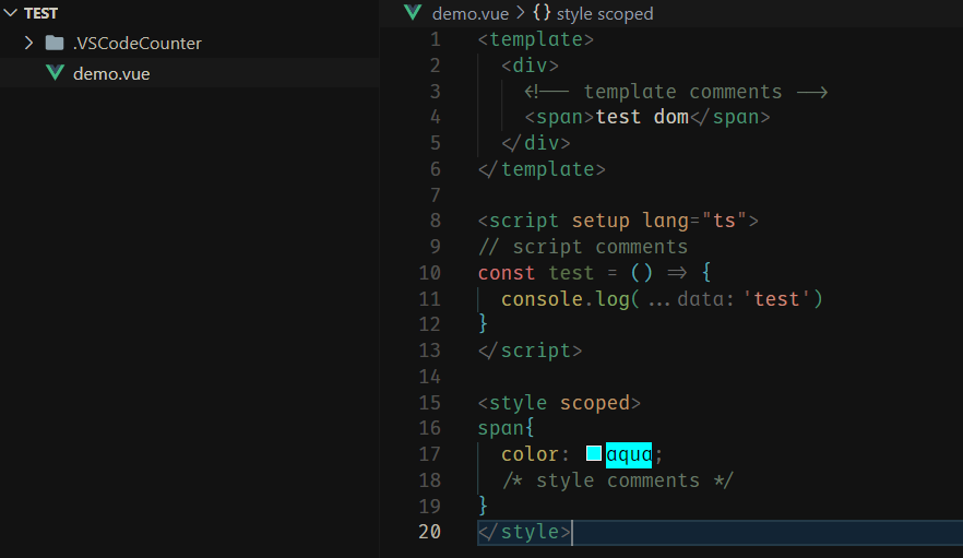 Bug Unable To Correctly Count The Number Of Comment Lines In The Vue File · Issue 89