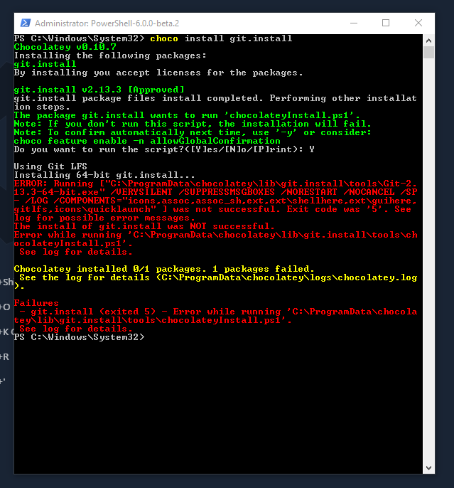  git install Exit Code 5 Issue 808 Chocolatey community 
