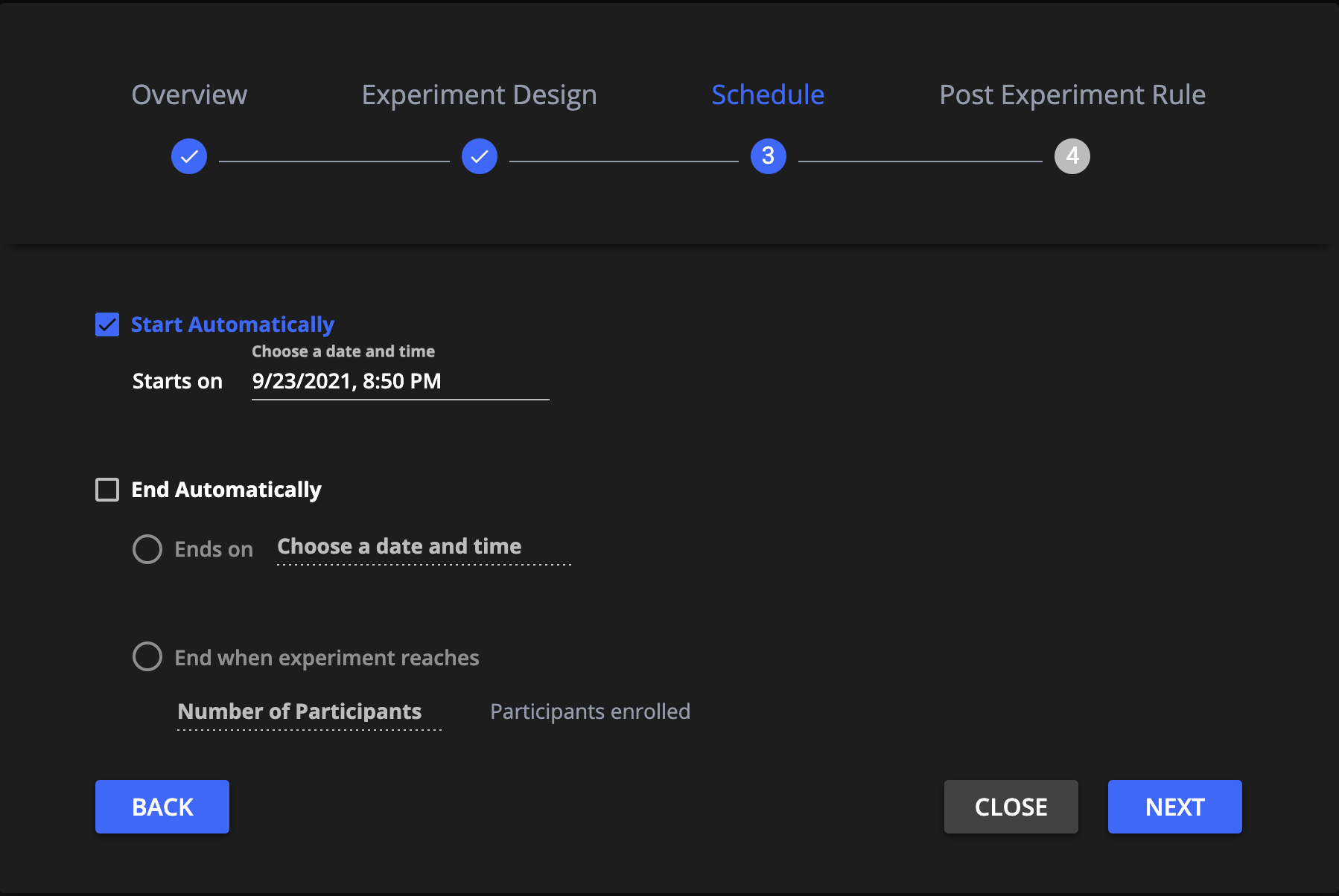 Scheduling an experiment start date/time doesn't seem to work · Issue #152 · CarnegieLearningWeb ...