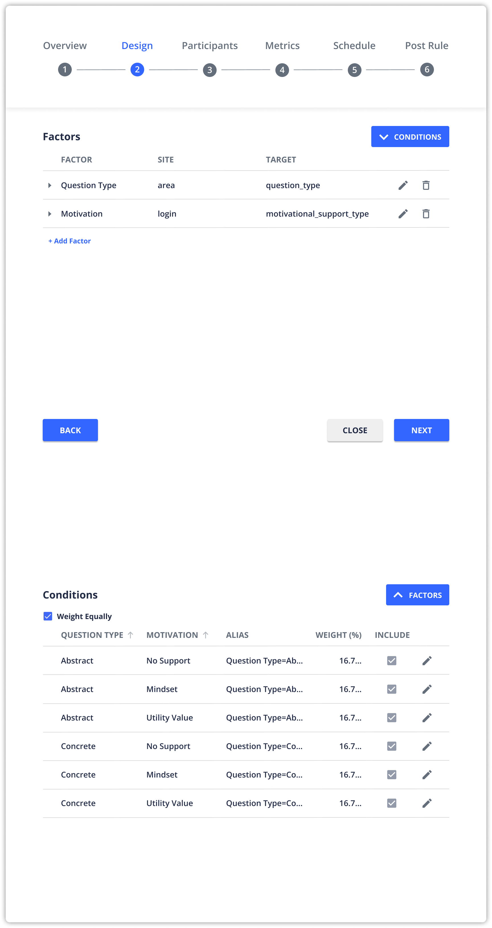 UI design for factorial/partial factorial experiment support · Issue #392 · CarnegieLearningWeb ...